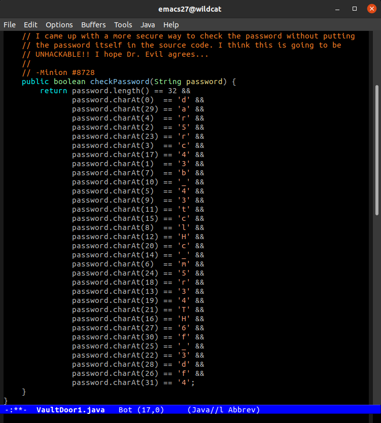 picoCTF 2019 vault-door-1 Writeup – DMFR SECURITY